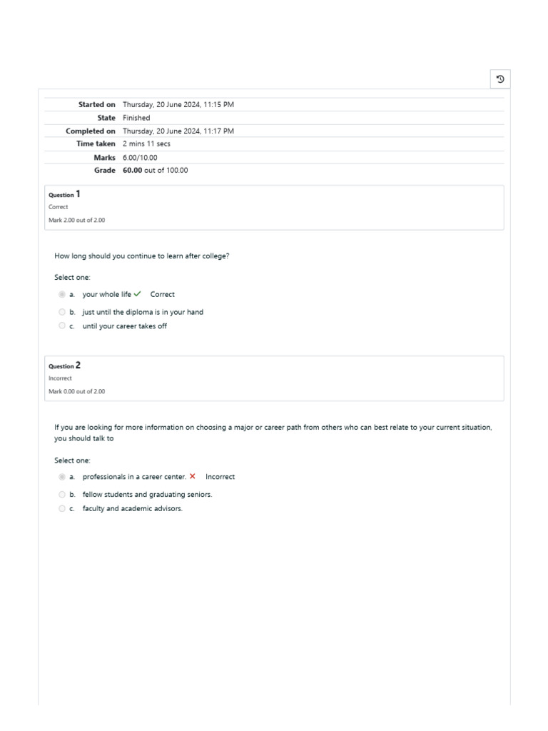 Midterm Quiz 1 - Attempt Reviewojt | PDF | Career & Growth