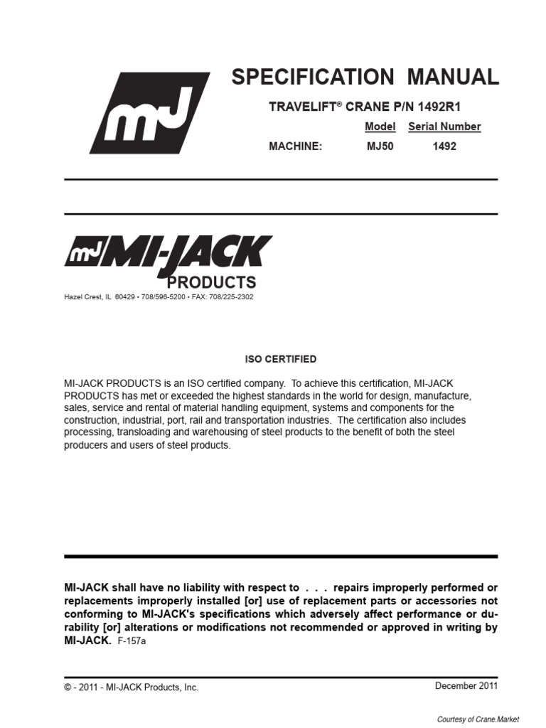 mi-jack-gantry-cranes-spec-93bf0c | PDF | Engines | Crane (Machine)