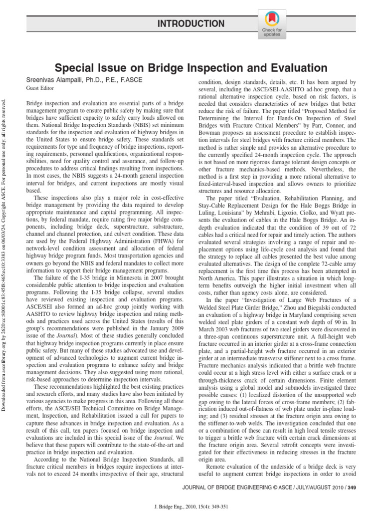 2010 - Alampalli - Special Issue On Bridge Inspection and Evaluation ...