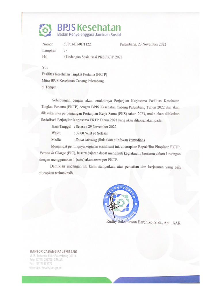 Undangan Sosialisasi Pks 2023 | PDF