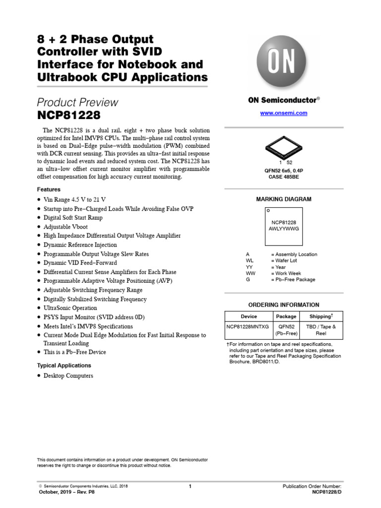 NCP81228 Datasheet Overview | PDF | Amplifier | Electrical Circuits