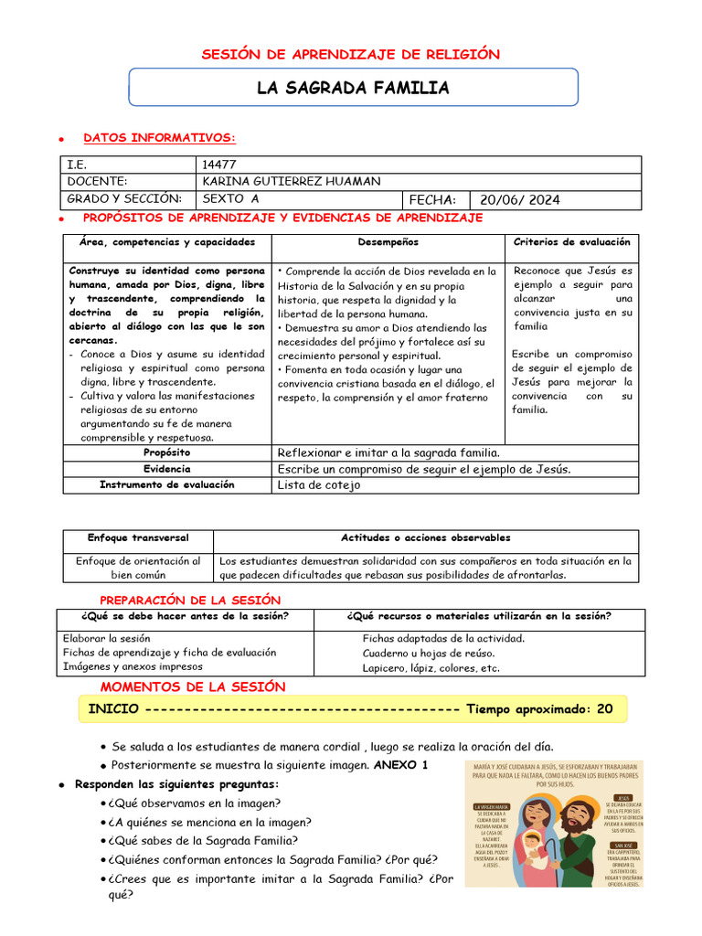 Ses-Juev 20-Rel-La Sagrada Familia | PDF | María, madre de Jesús ...