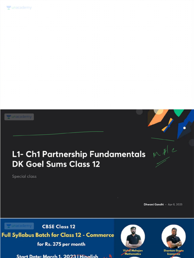 L1 Ch1 Partnership Fundamentals DK Goel Sums Class 12 With Anno | PDF