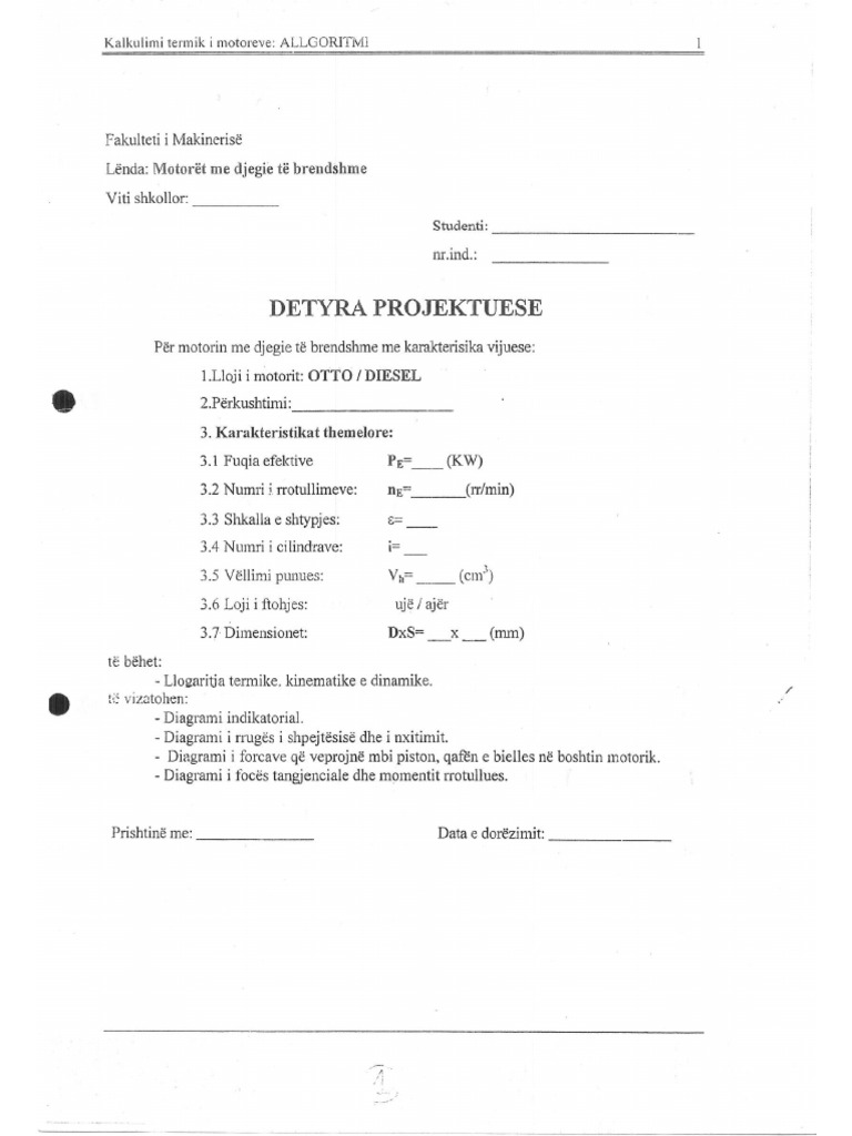 Detyra Projektuese & Kalkulimi Termik I MDB - Versioni 5 | PDF