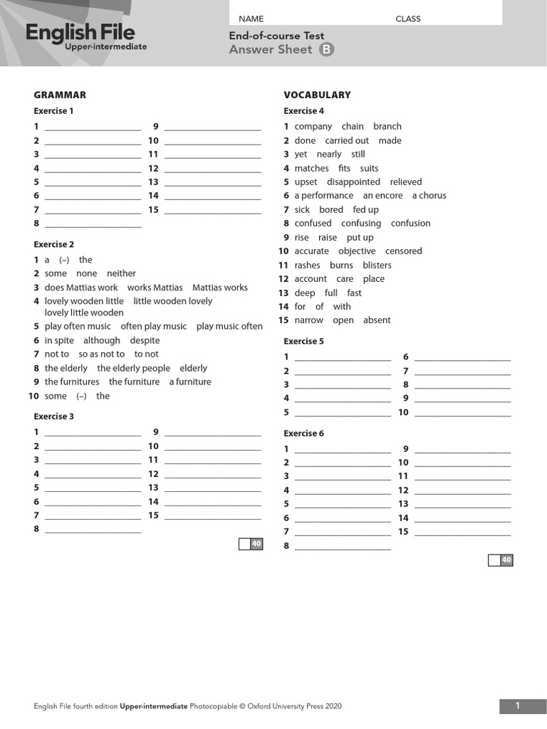 End-of-Course Test Answer Sheet B | PDF | Loch Ness Monster