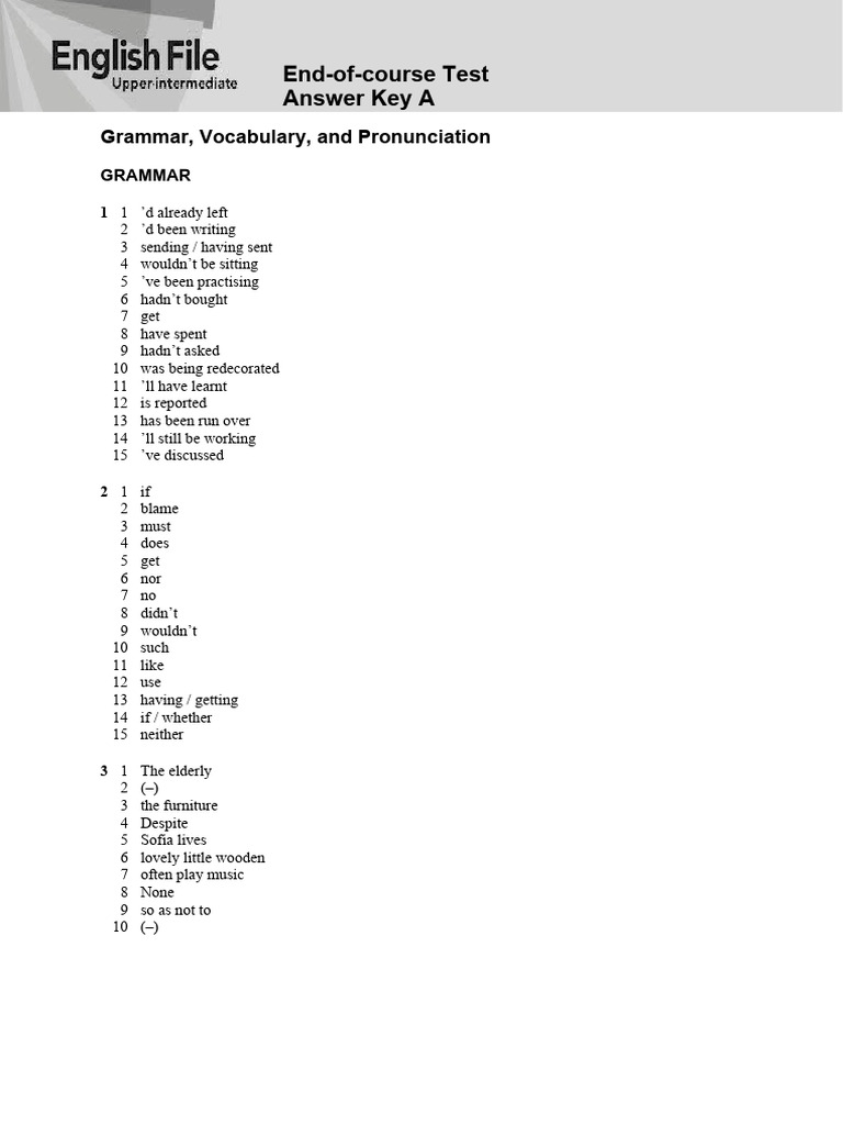 Upper-Intermediate End-of-Course Test Key | PDF | Loch Ness Monster ...