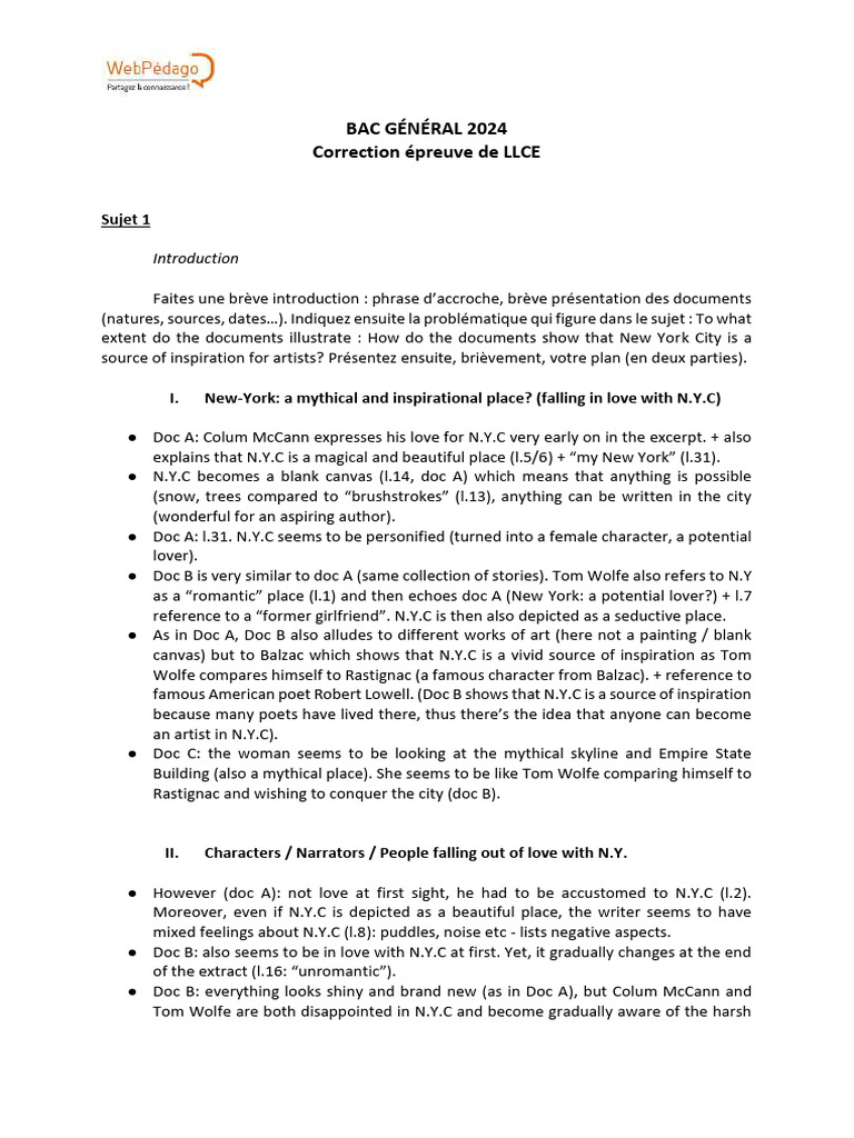 Correction Bac LLCE Jour2 | PDF