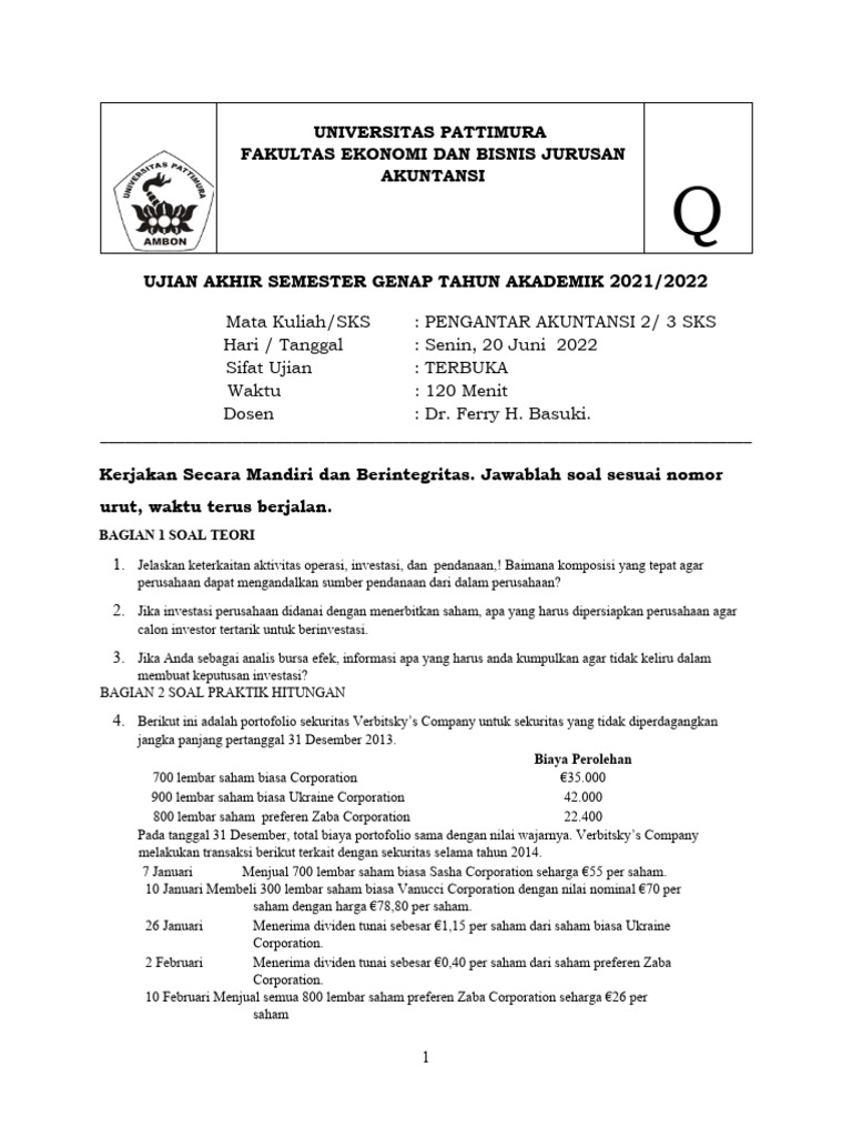 Soal Uas Pa 2 2022 | PDF