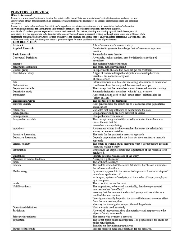 Pointers to Review Research | Download Free PDF | Statistics | Methodology