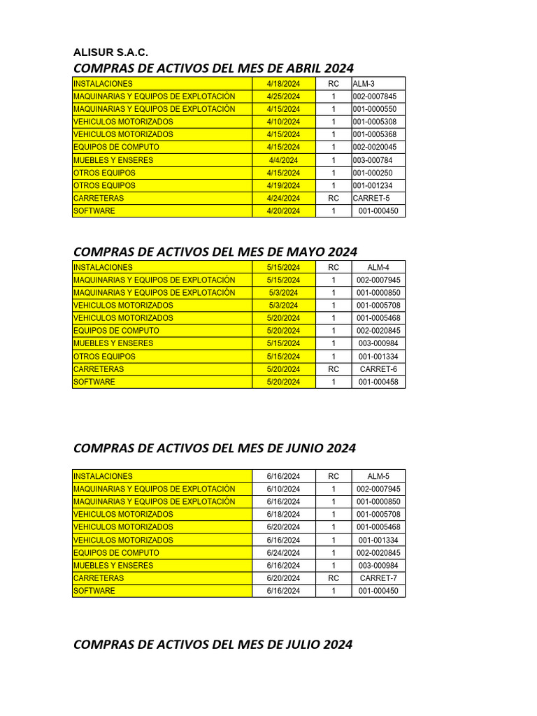 2024 Sesion 13 Activos Fijos Alisur Casos Practicos Base Abril Alumnos ...