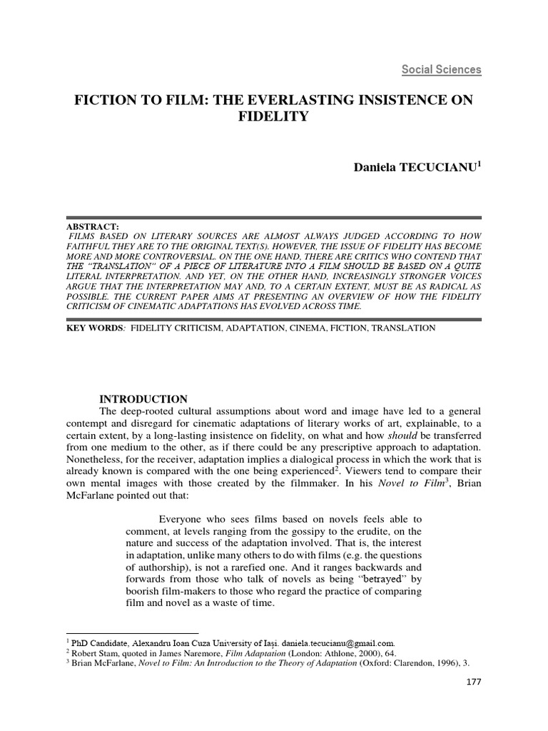 Daniela Tecucianu - Fiction To Film-The Everlasting Insistence On Fidelity | PDF | Translations