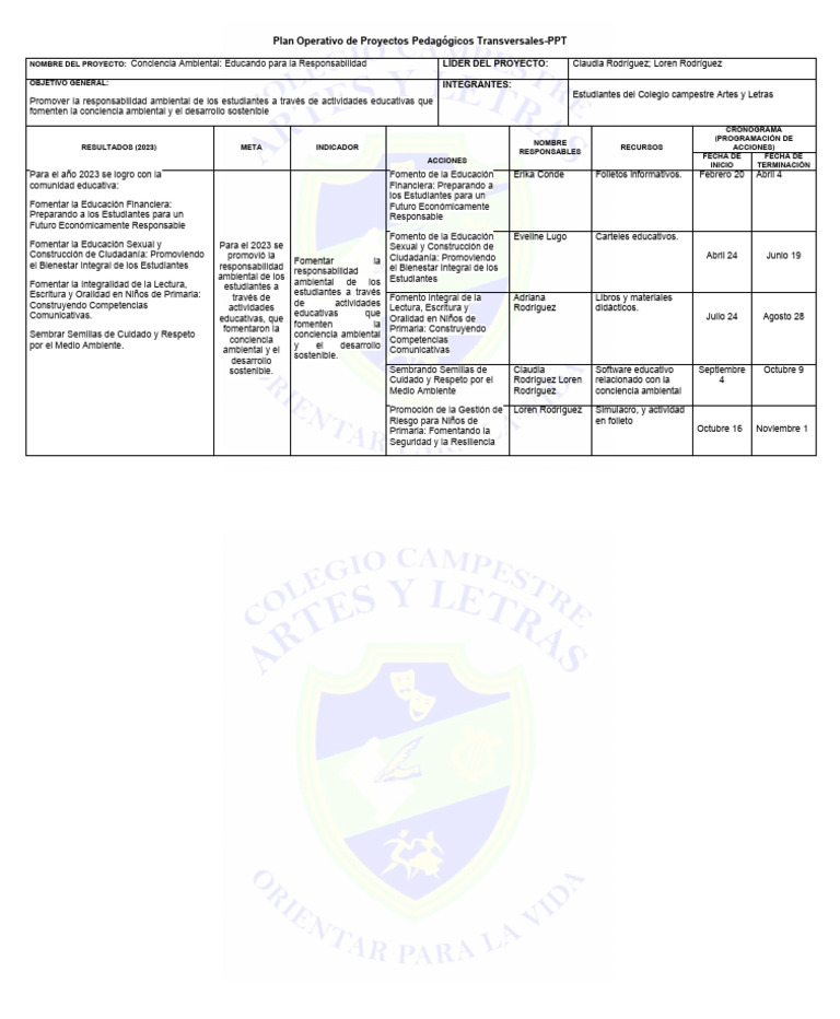 Formato Plan de Acción1 | PDF | Sustentabilidad