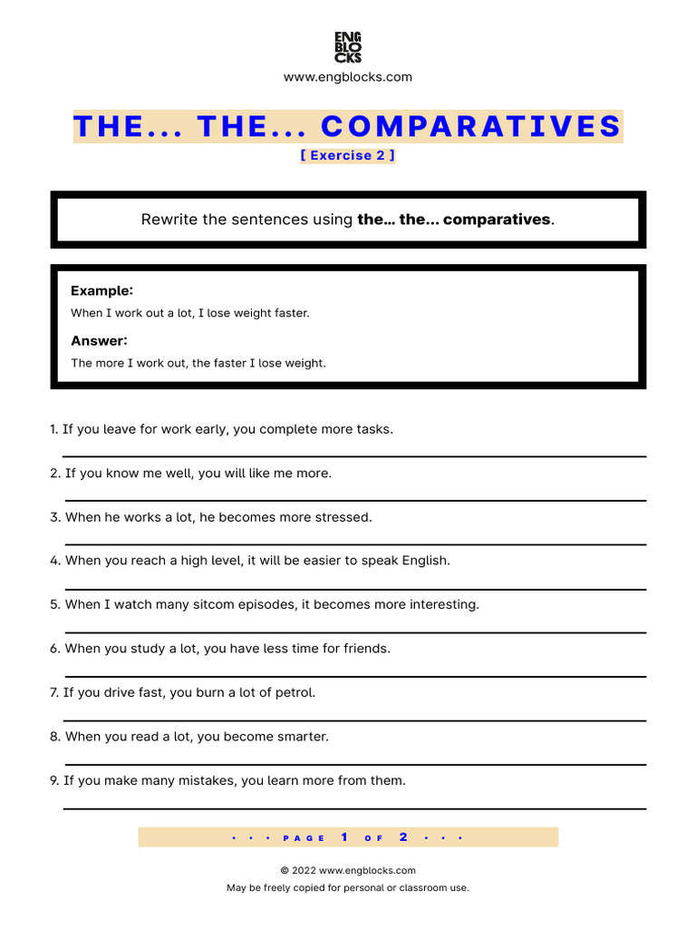The the Comparatives Exercise 2 | PDF