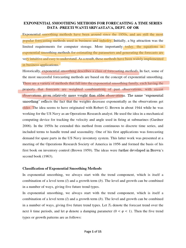 ESM Methods For Time Series Forecasting | PDF | Forecasting | Time Series