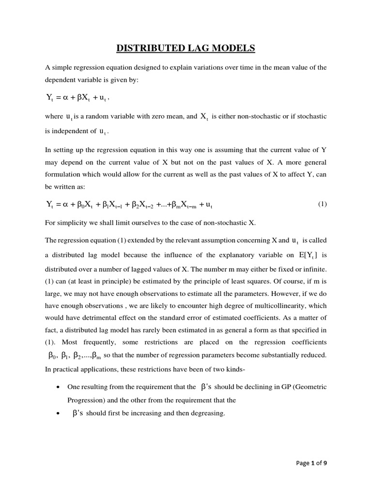 Distributed Lag Models | PDF | Regression Analysis | Autocorrelation