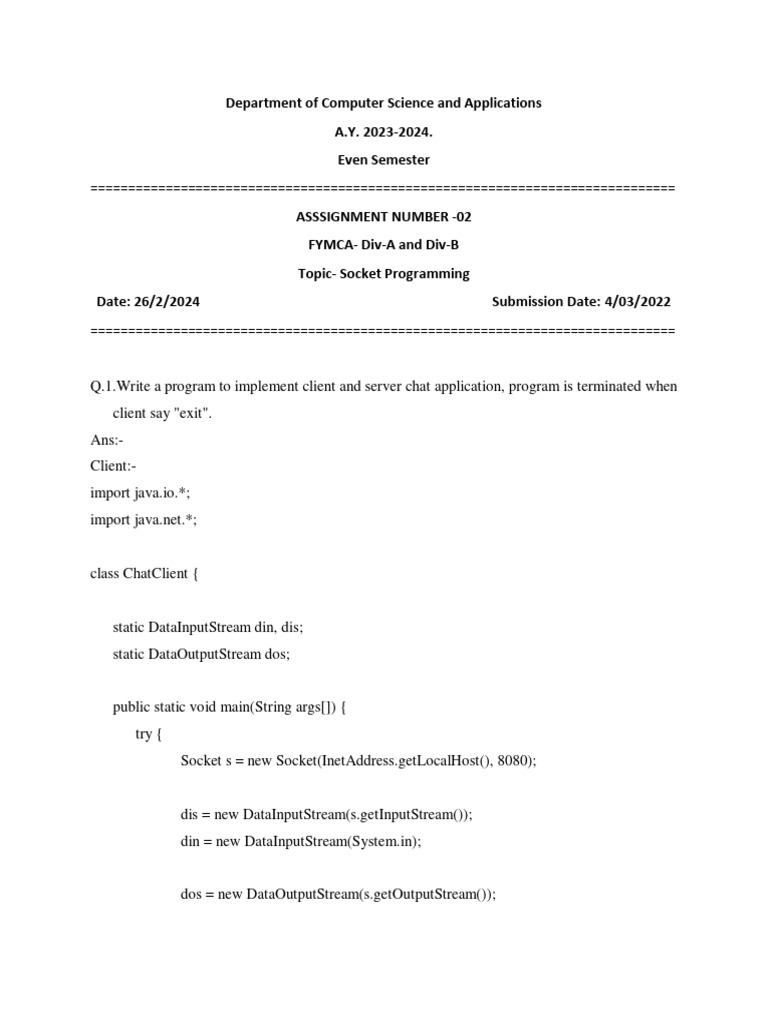 Assignment-Soket Programming | PDF | Network Socket | Software Engineering