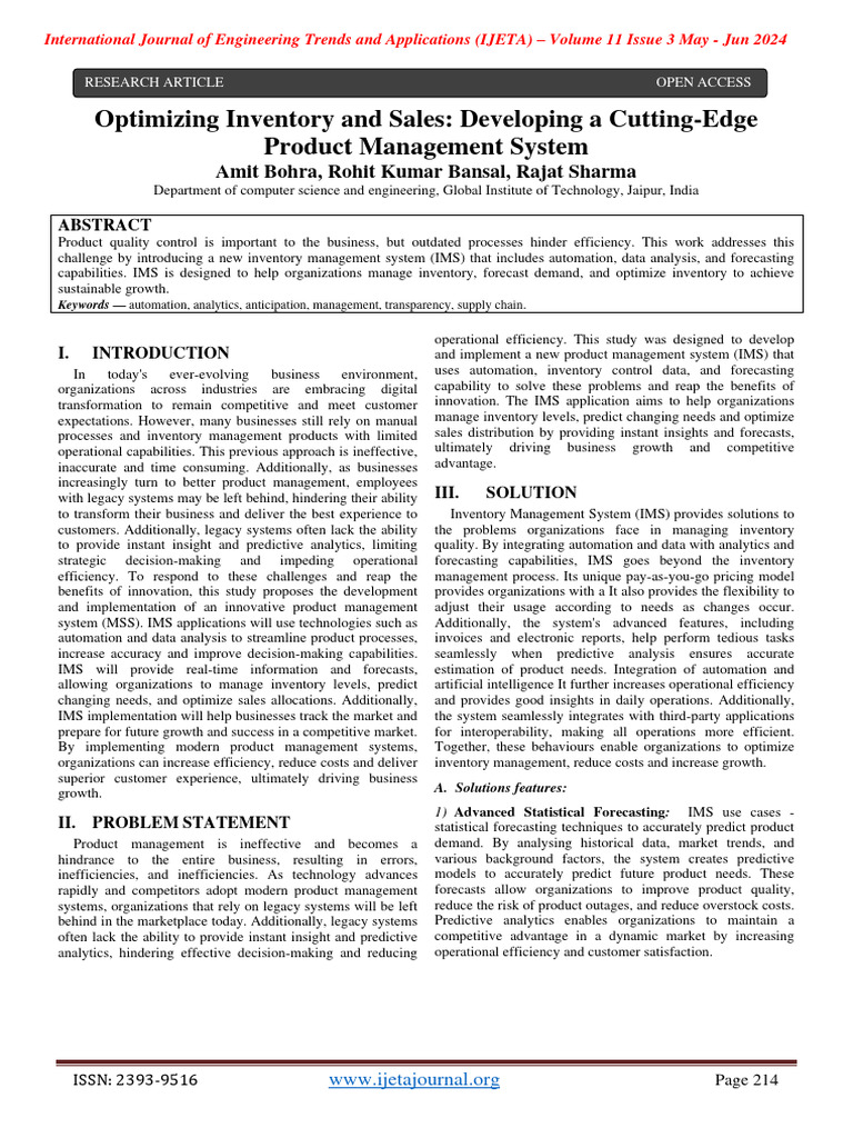 (IJETA-V11I3P39) :amit Bohra, Rohit Kumar Bansal, Rajat Sharma | PDF | Analytics | Databases