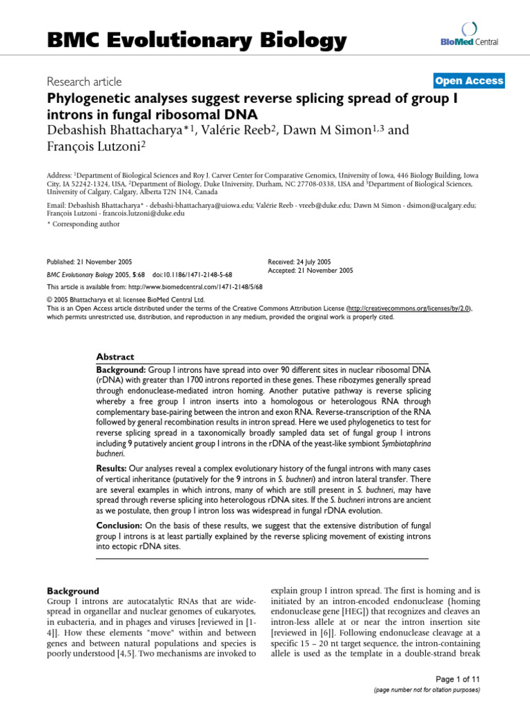 Evolutionary Biology | PDF | Intron | Rna Splicing