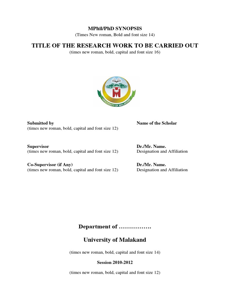 MPhil/PhD Research Synopsis Guide | PDF | Thesis | Written Communication