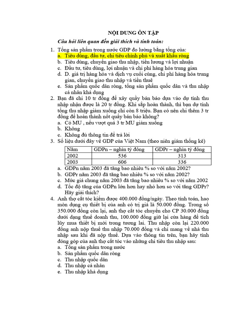 BT KT vĩ mô gửi SV ôn tập | PDF