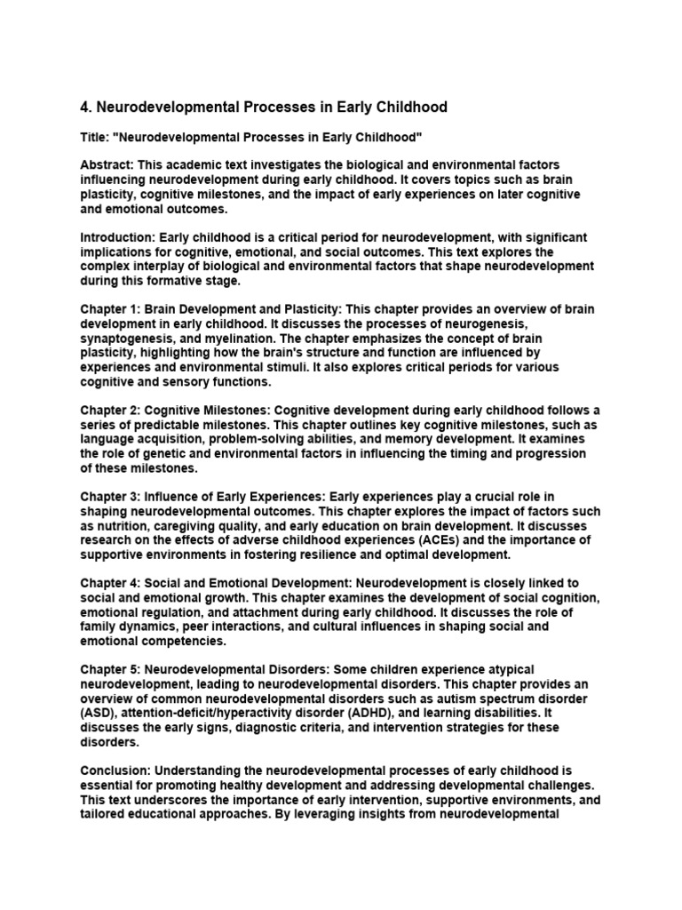 Neurodevelopmental Processes in Early Childhood | PDF | Mental Disorder ...