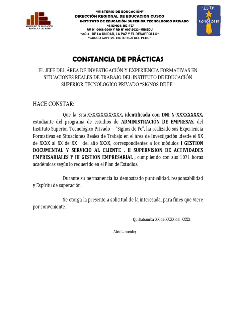 Constancia de Practicas 21-06-23 | PDF | Contabilidad | Educación más alta