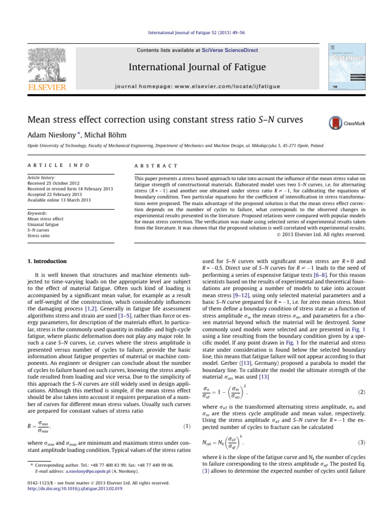 2013 Mean Stress Effect Correction Using Constant Stress Ratio S-N ...