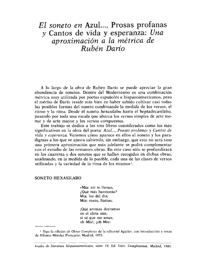 El Soneto en Azul, PP y CVyE | PDF | Sonetos | Metro (poesía)
