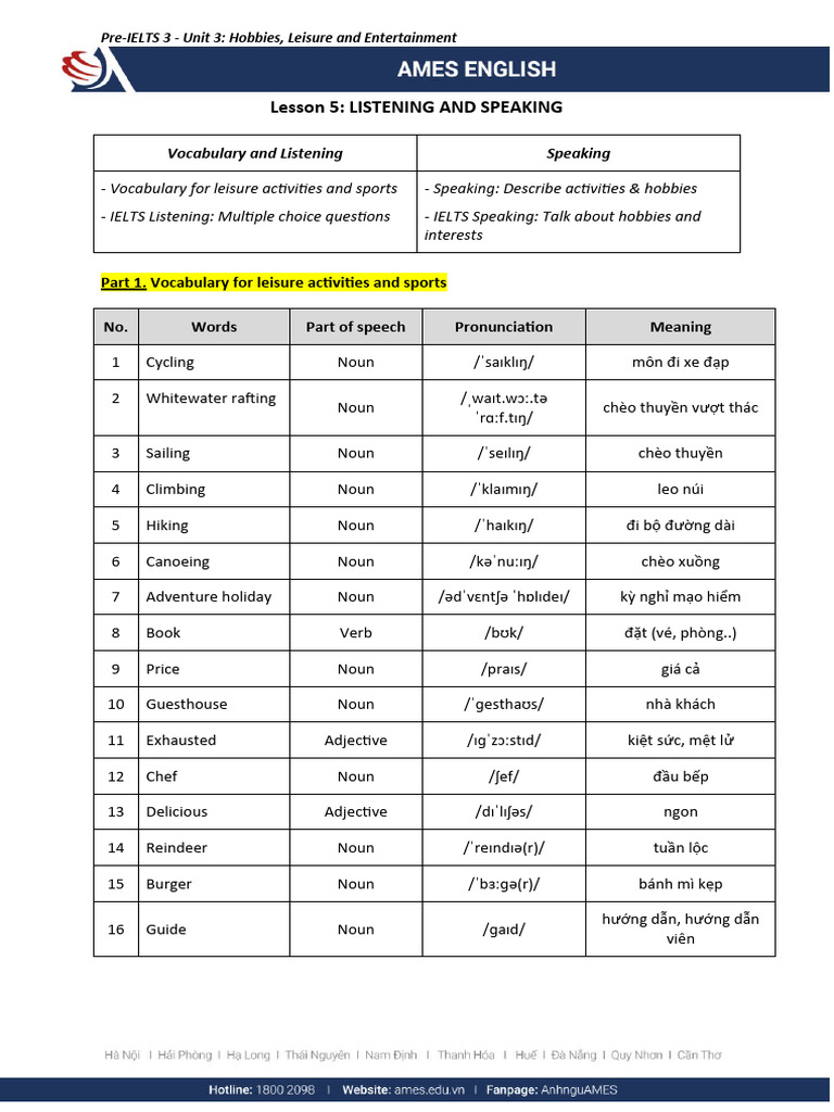 Learning Guide U3 Lesson 5 | PDF | Outdoor Recreation | Recreation