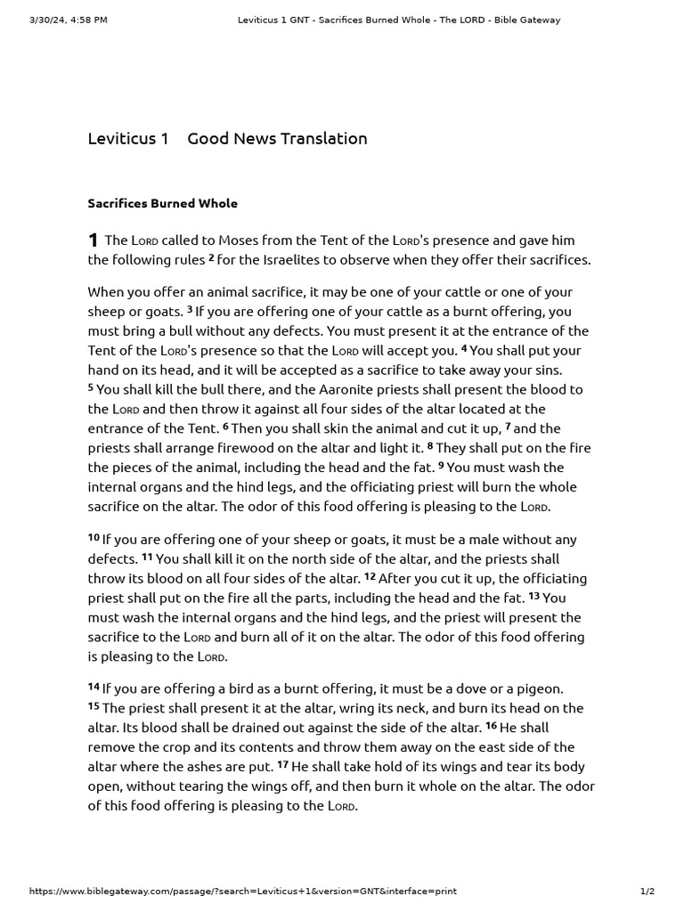 Leviticus_1 | PDF | Book Of Leviticus | Weekly Torah Readings