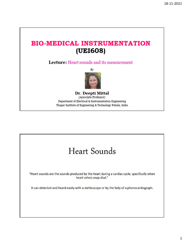 Lecture-31-32 Heart sounds and its measurement | PDF | Heart Valve | Heart