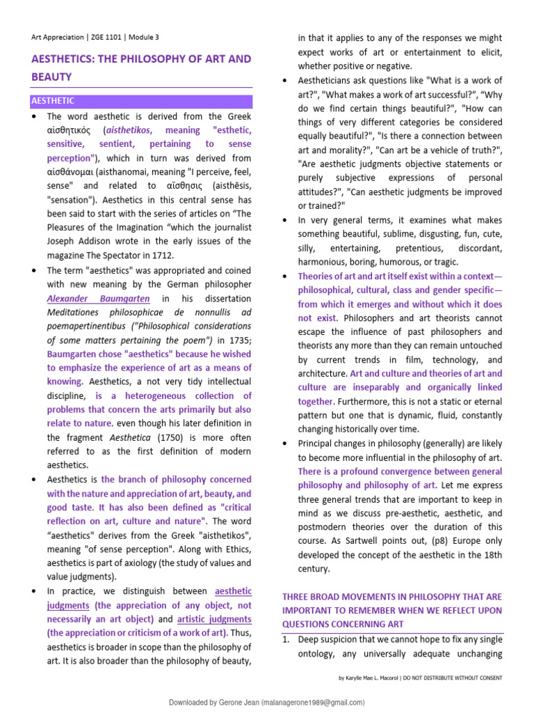 Art Appreciation Module 3 | PDF | Aesthetics | The Arts