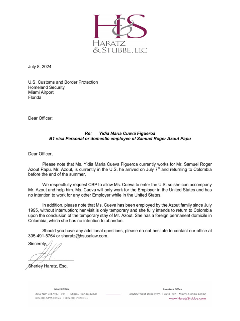 Final Letter To CBP 1 - Yidia | PDF