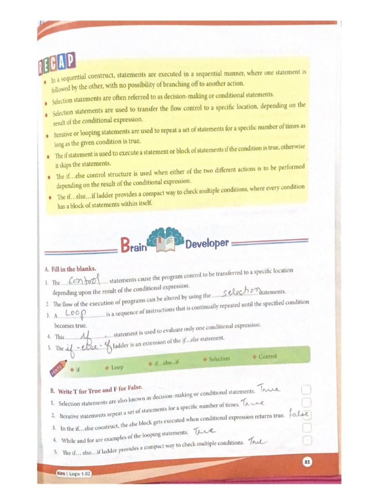 In A Sequential Construct Statements Are Executed In A Sequential