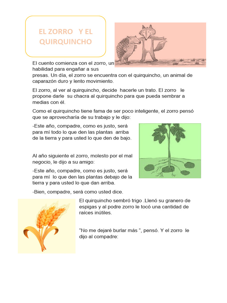 El Zorro y El Quirquincho - Luciana Cuyotupac Quispe | PDF