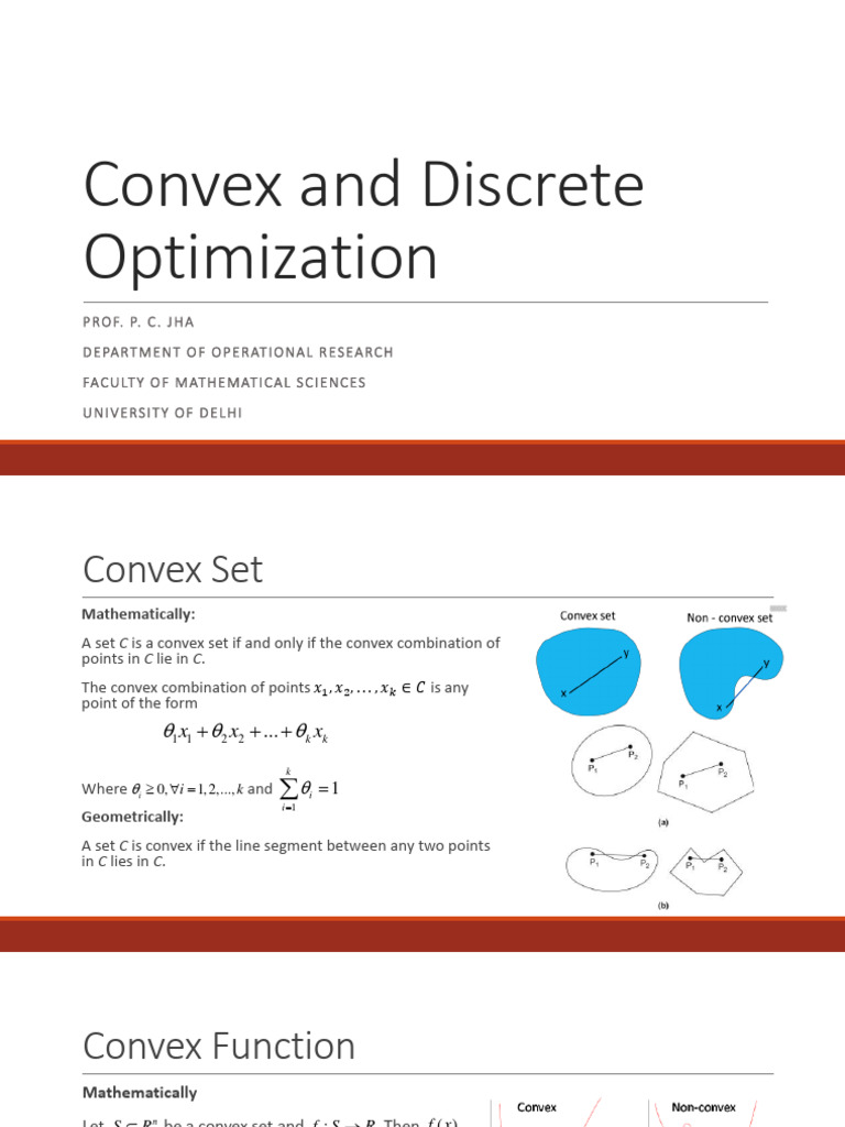 Convex and Discrete Optimization - Lecture 1 | PDF | Convex Set | Function (Mathematics)