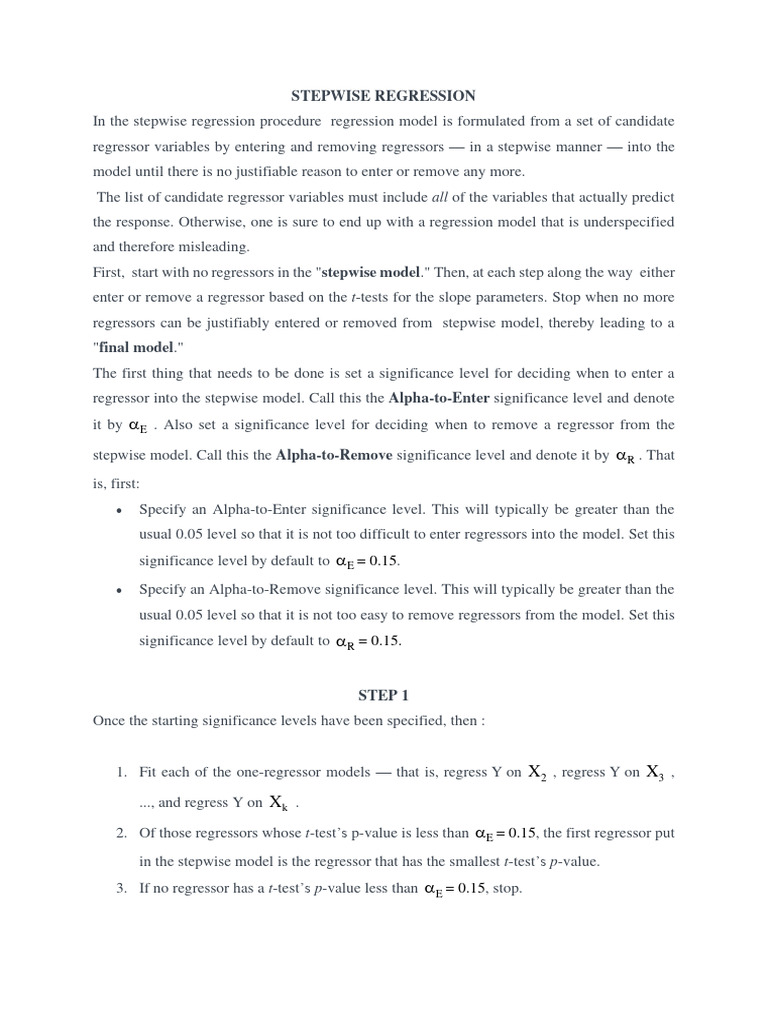 Stepwise Regression | Download Free PDF | Regression Analysis | Dependent And Independent Variables