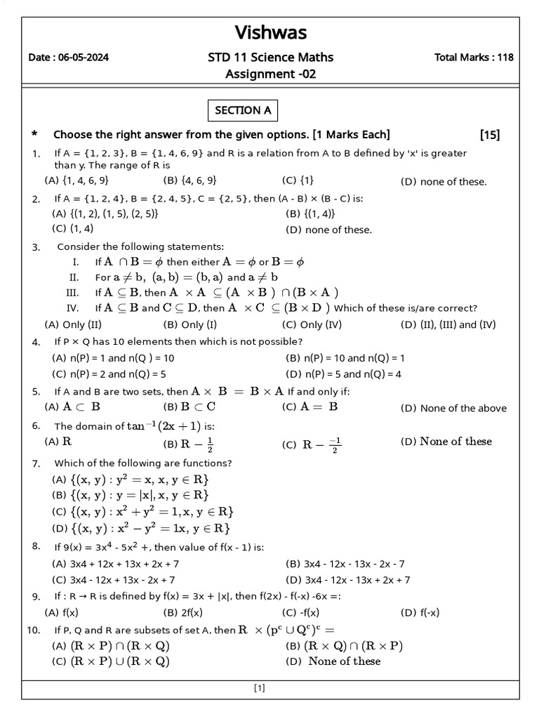Maths Chp 2 assignment | Download Free PDF | Function (Mathematics) | Mathematics