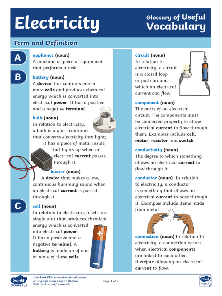 Electricity Voc | PDF | Electric Current | Electricity