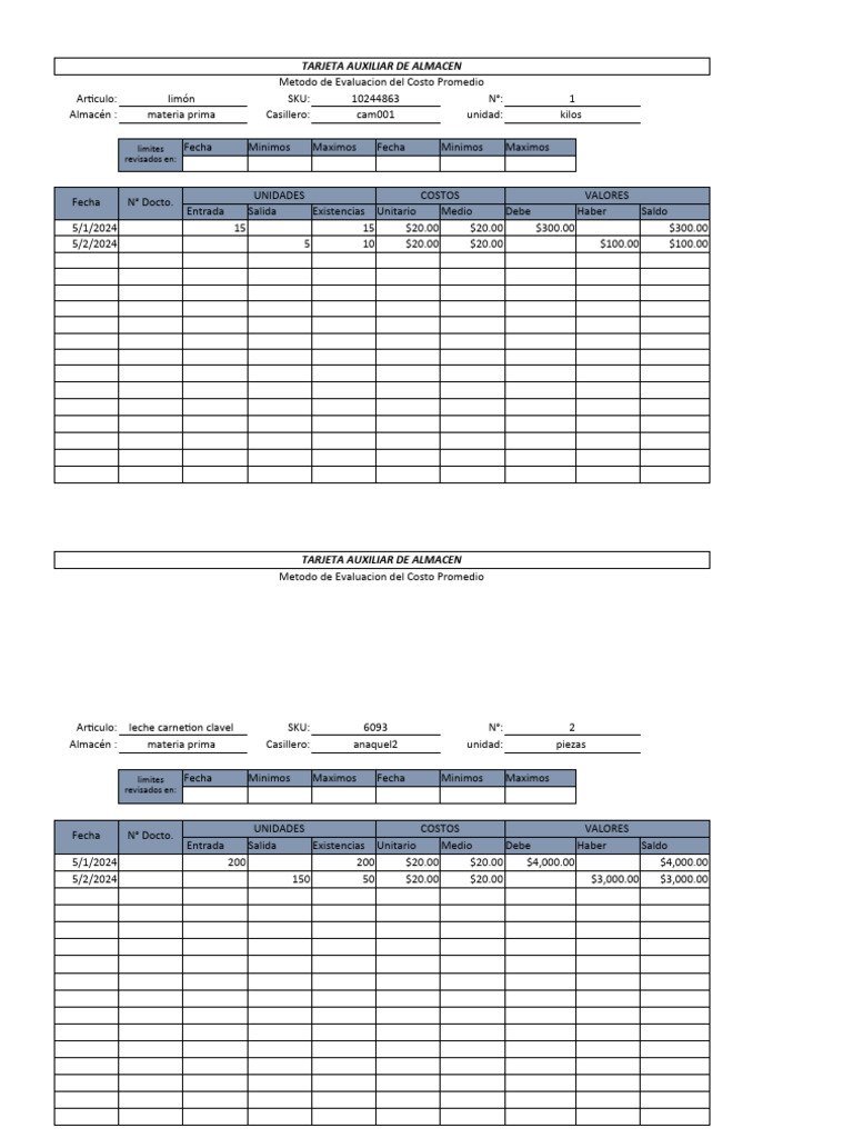 Tarjetas de Almacén 1 | PDF