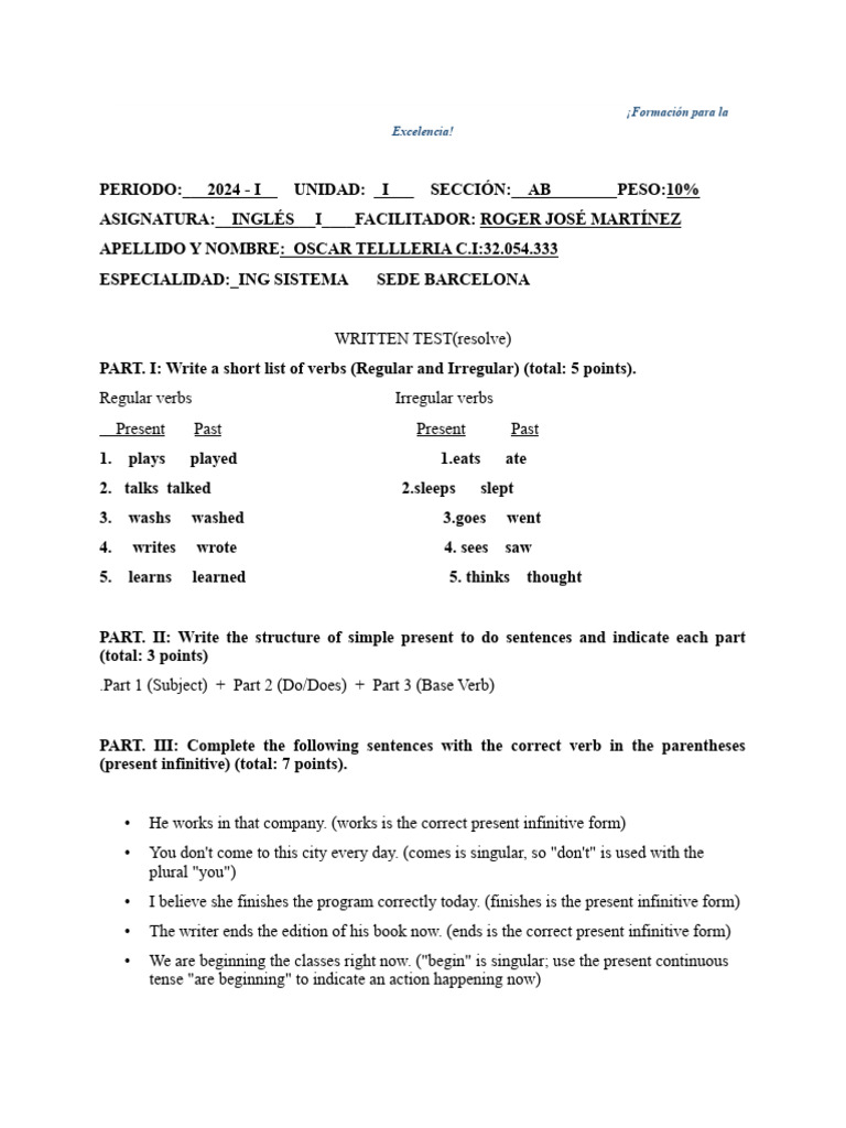 English I AB-2024-1 | PDF | Grammatical Tense | Semantic Units