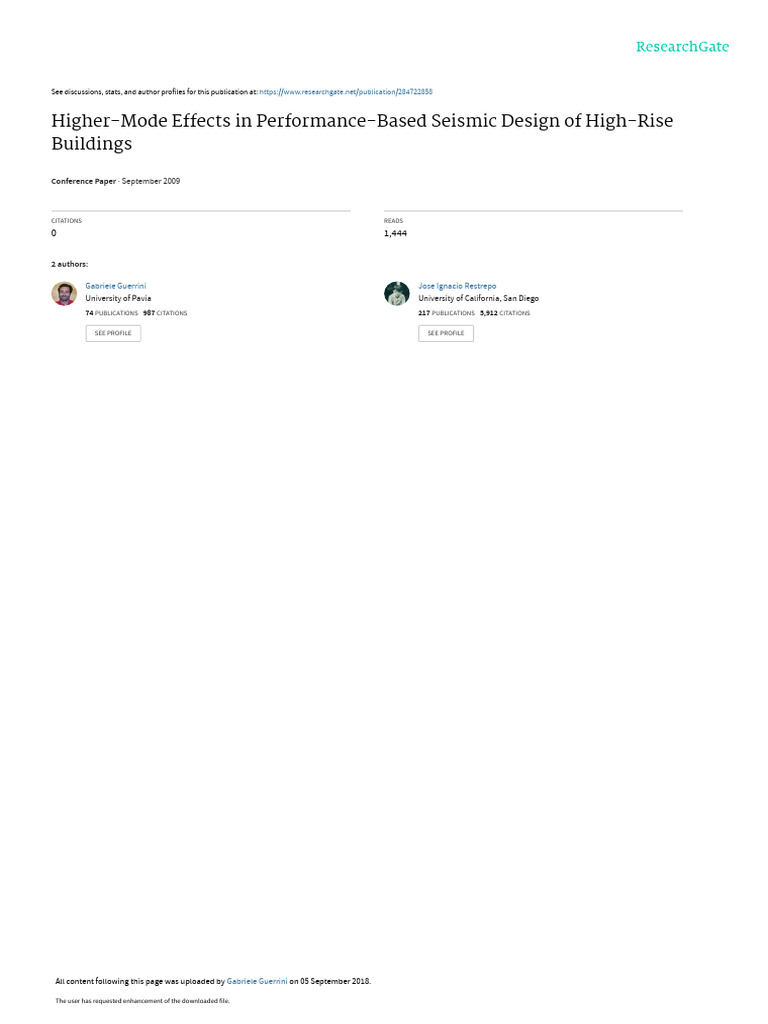 Guerrini Restrepo Higher Mode Effects PB Seismic Design High Rise Bldgs ...