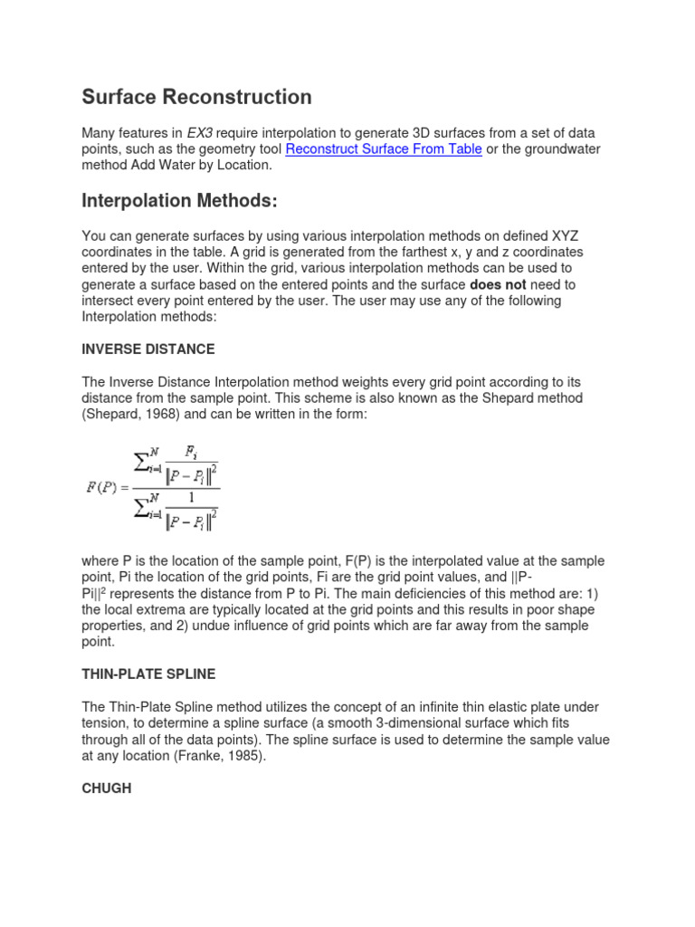 Surface Reconstruction | PDF | Interpolation | Spline (Mathematics)