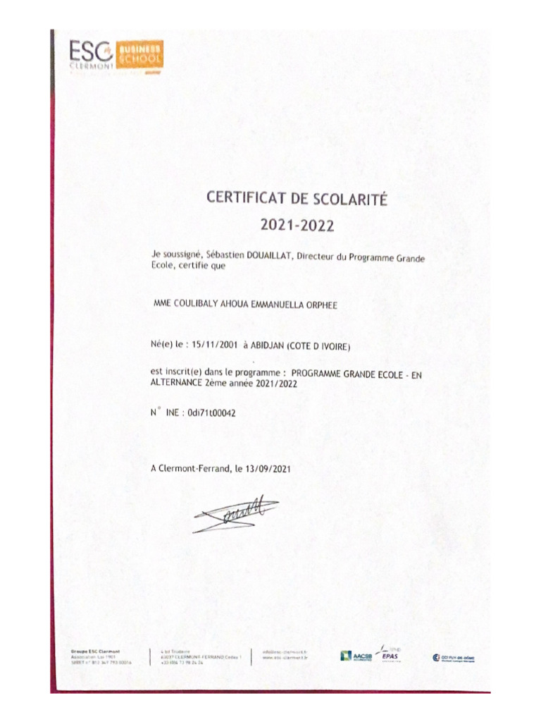 Ent Rouen Certificat De Scolarité – UAJET