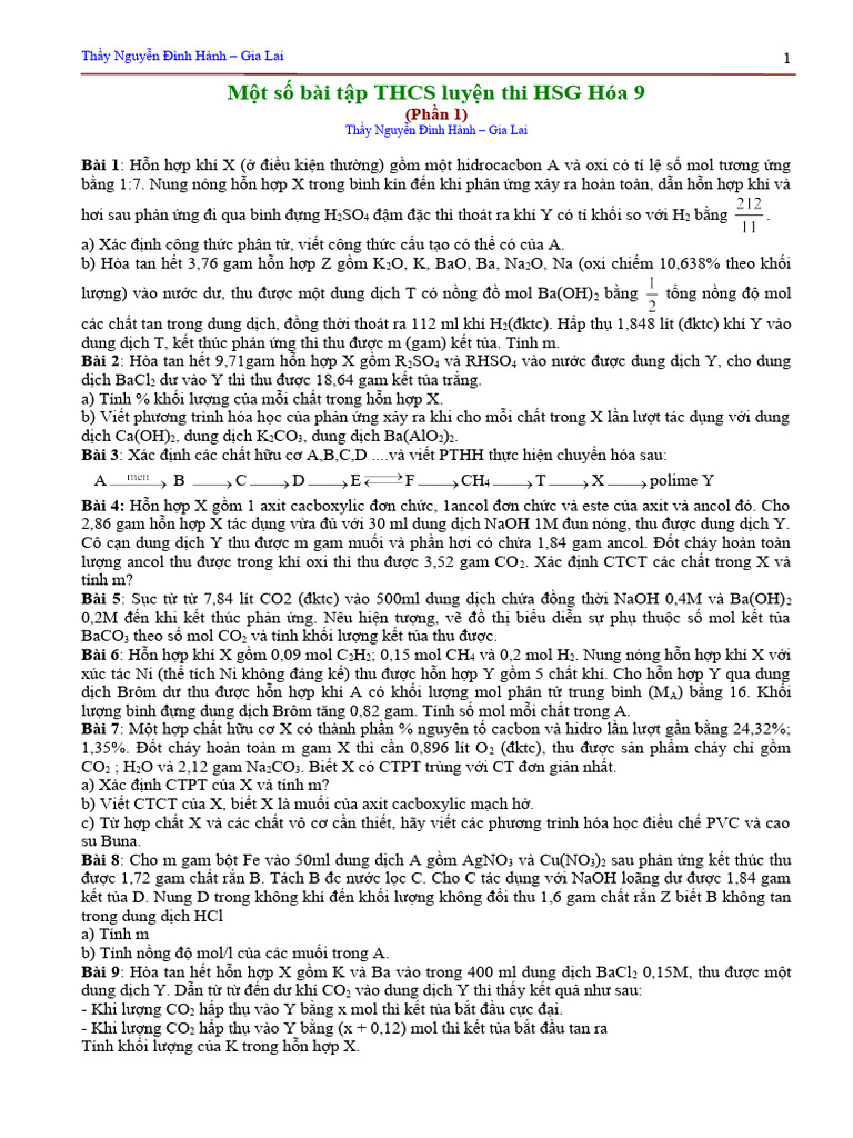 Bai Tap Tham Khao Cho HS On Thi HSG Cap Tinh | PDF