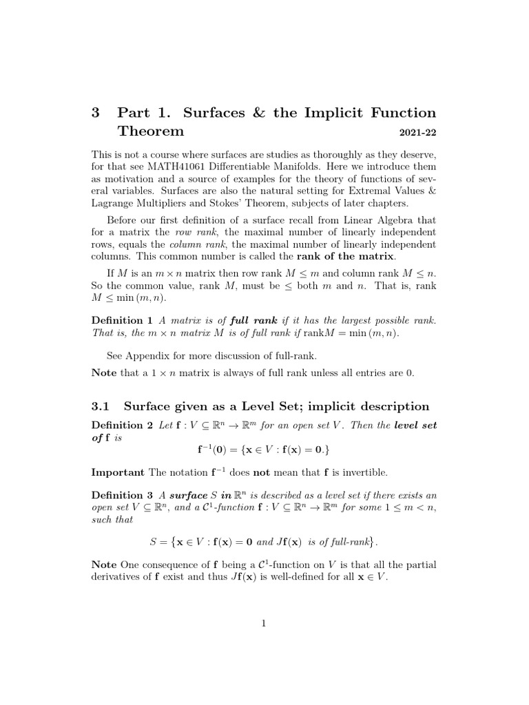 Section 3 A Surfaces 2021-22 | Download Free PDF | Matrix (Mathematics ...