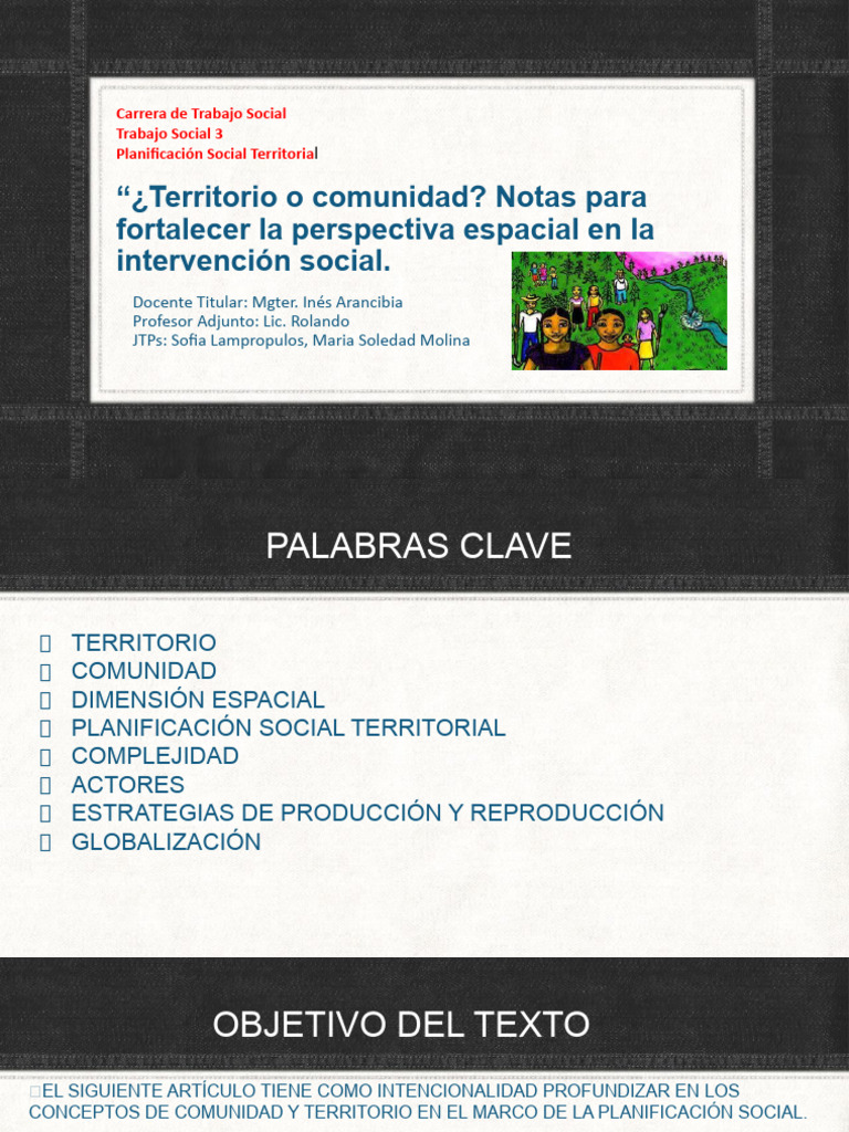 "¿Territorio o Comunidad - Notas para Fortalecer La Perspectiva Espacial en La Intervencion ...