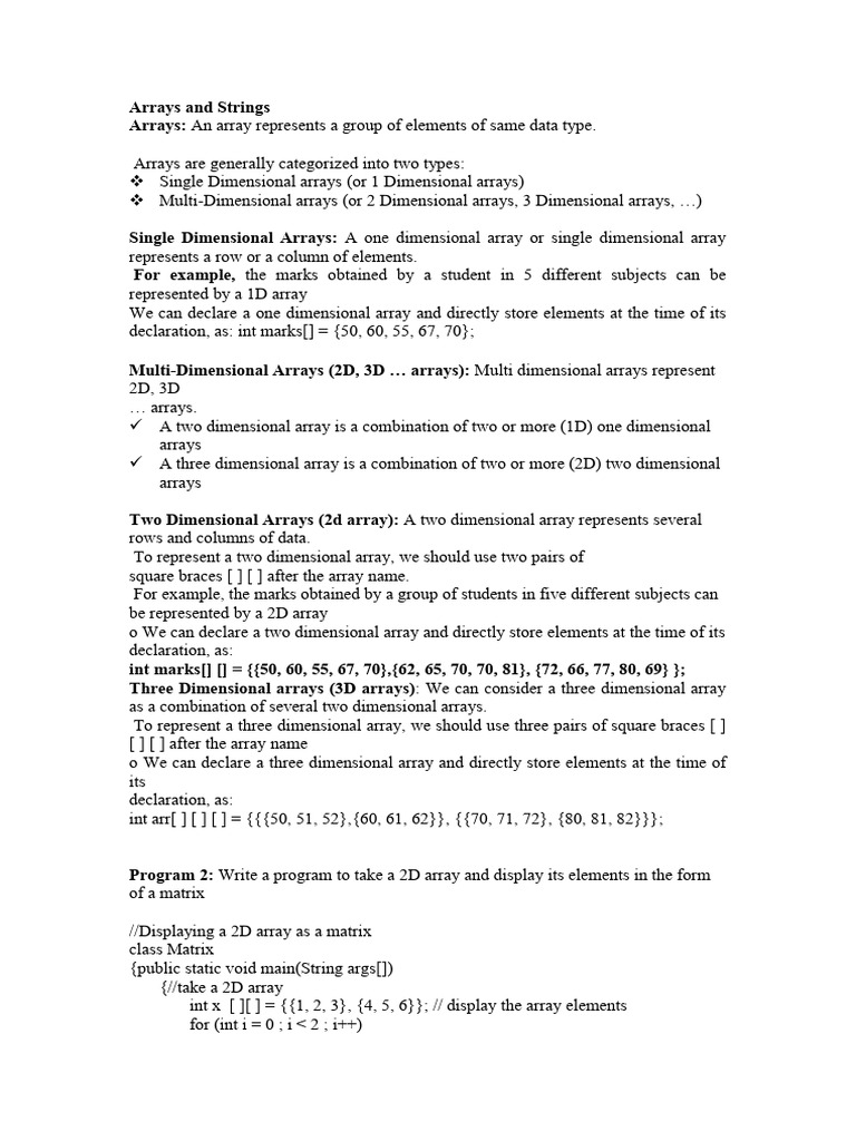 Arrays and OBJ | PDF | Computer Programming | Software Engineering Arrays and OBJ | PDF | Computer Programming | Software Engineering