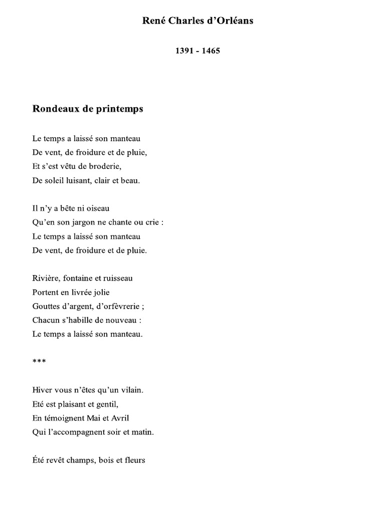 Rondeaux de Printemps | PDF