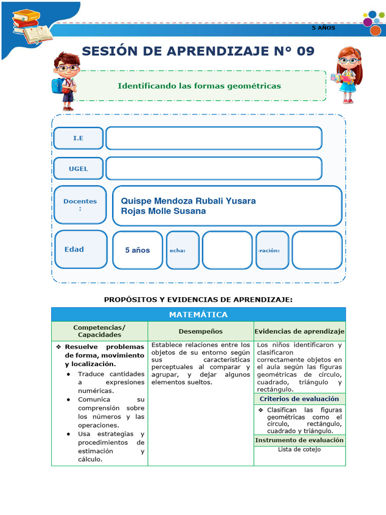 Sesión de Aprendizaje para 5 Años - Matemática | PDF | Aprendizaje | Evaluación